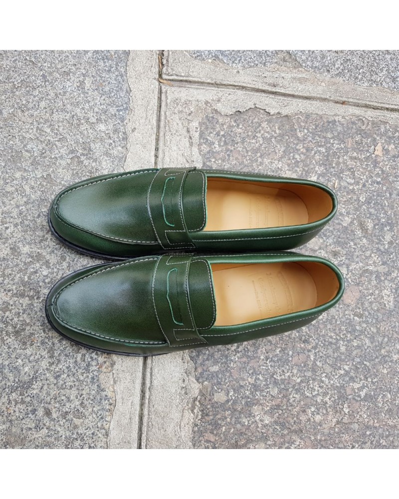 John Mendson Mocassin Femme 0622 Cuir Vert
