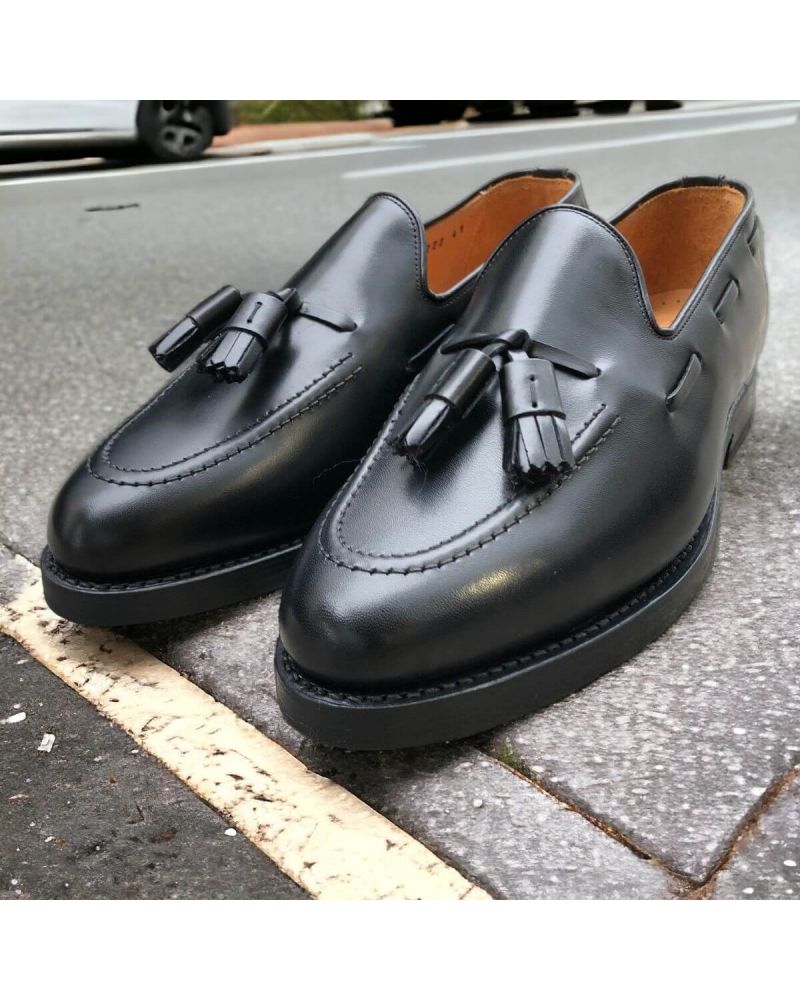 John Mendson Mocassin 14305 Cuir Noir Cousu Goodyear