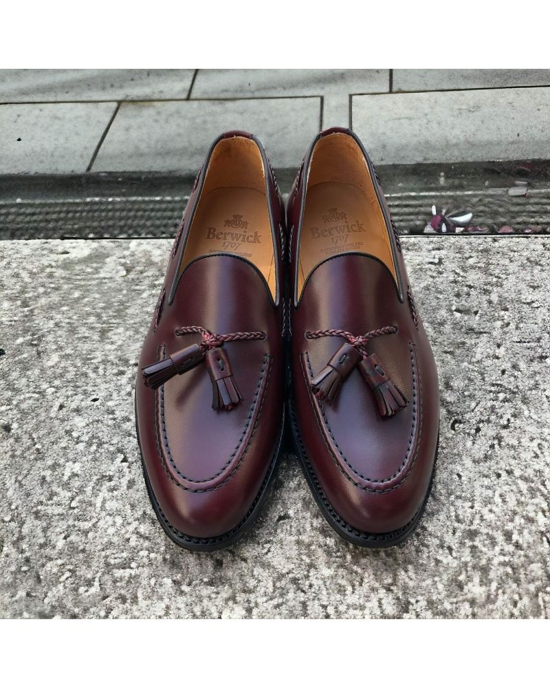 Mocassin à Pompons Berwick 4340 Cuir Bordeaux