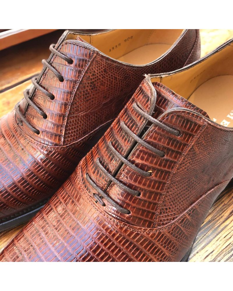 Mezlan Richelieu 4338 Genuine Lizard Cognac Blake Stitched