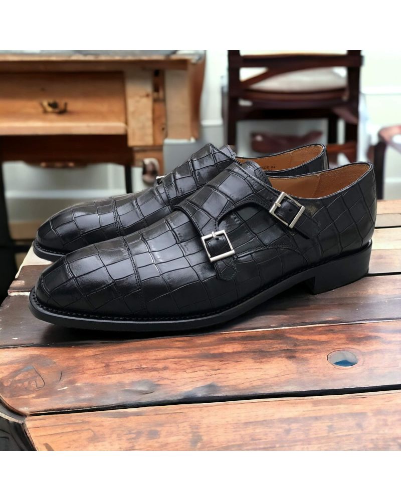 Berwick 5441 Double Boucle, Cuir façon Croco Noir