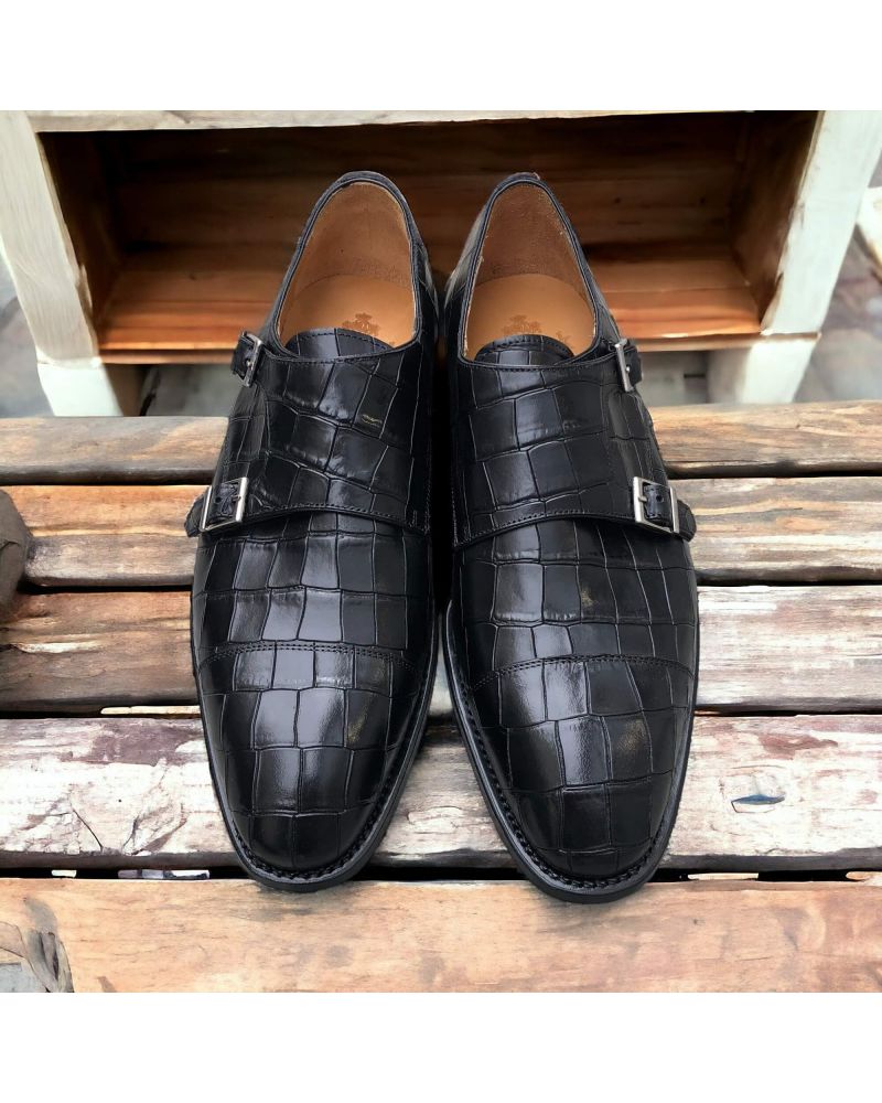 Berwick 5441 Double Boucle, Cuir façon Croco Noir