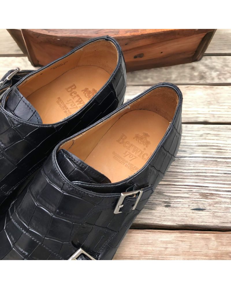 Berwick 5441 Double Boucle, Cuir façon Croco Noir