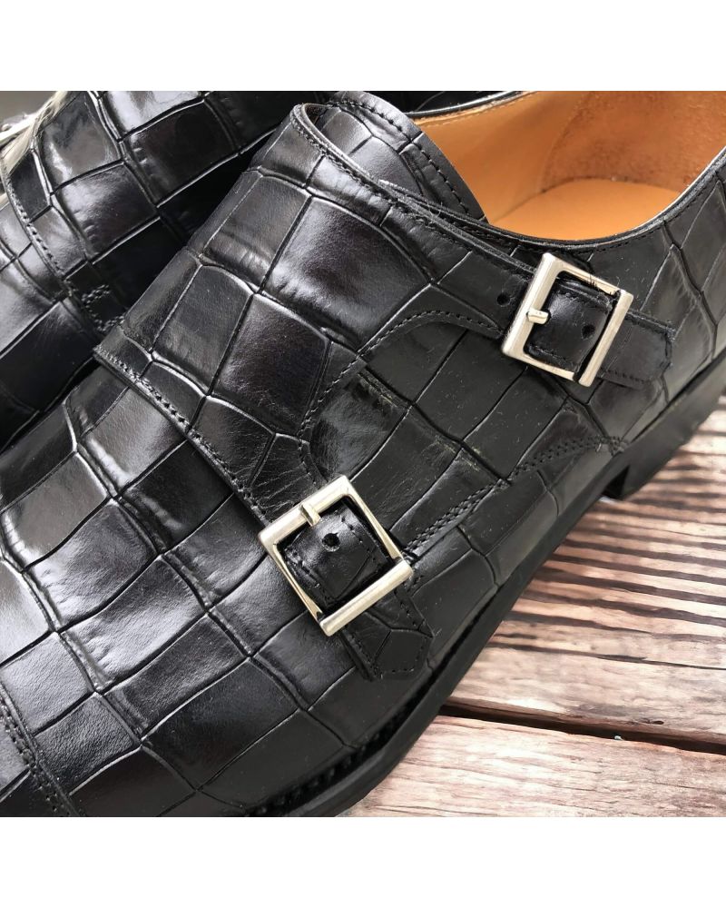 Berwick 5441 Double Boucle, Cuir façon Croco Noir