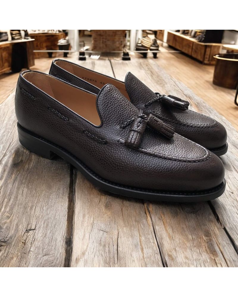 Berwick Mocassin à Pompons 4340, Cuir Grainé Marron