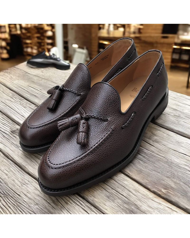 Berwick Mocassin à Pompons 4340, Cuir Grainé Marron