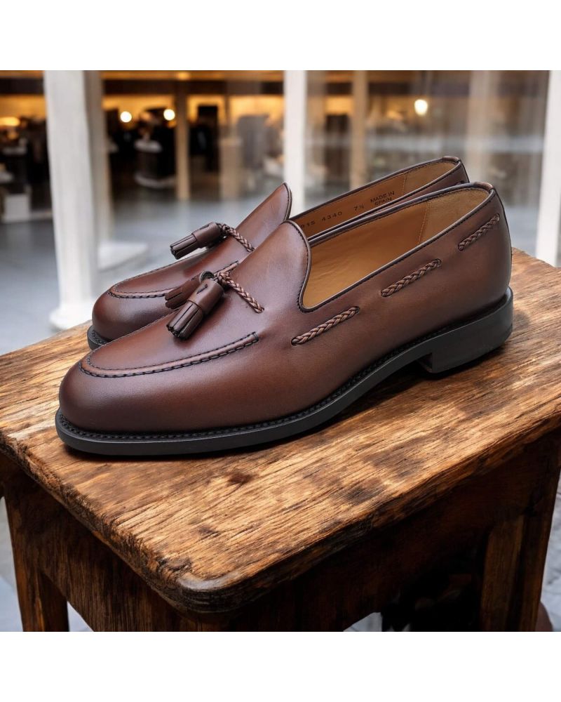 Berwick Mocassin à pompons 4340, cuir marron, cousu Goodyear